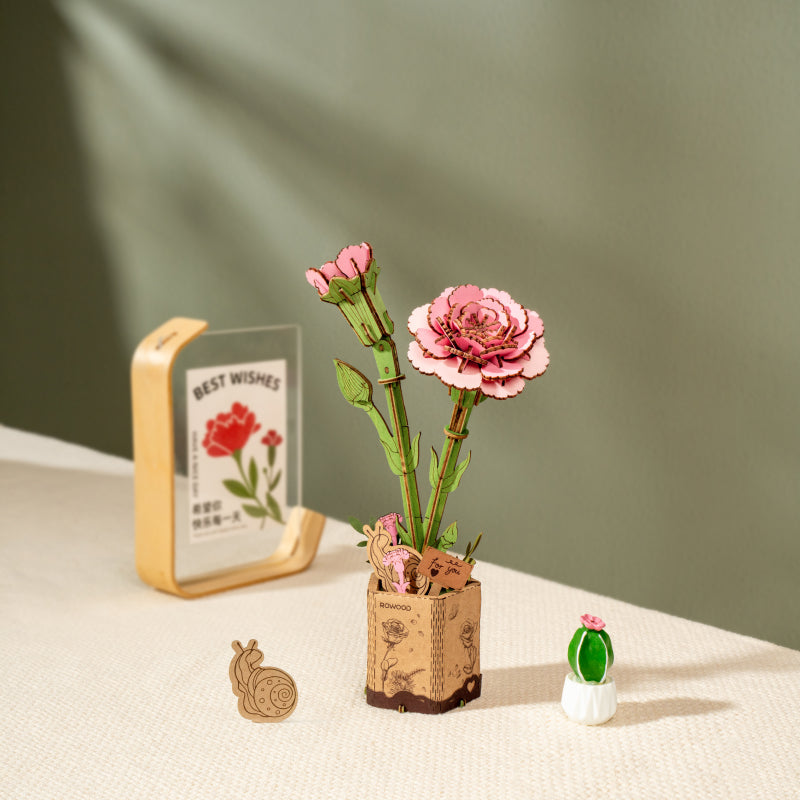 Roze Anjer - Pink Carnation - TW051 - Robotime - BuilDIY